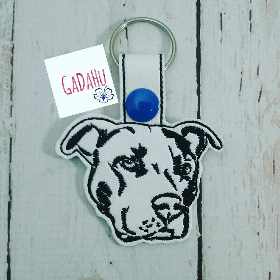 Pit Bull Dog Key Chain / Snap Tab Embroidery Design 4X4 Size. Dog Key ...