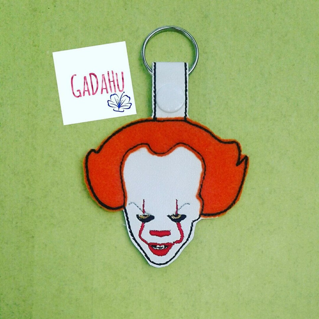 Creepy Clown Key Fob Snap Tab Embroidery Design 4X4 Size. Halloween ...