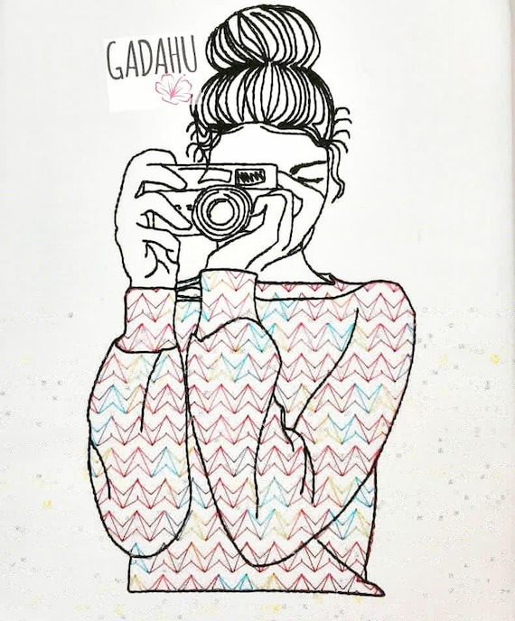 Camera Girl Machine Embroidery Design 4x4 5x7 Instant Digital | Etsy