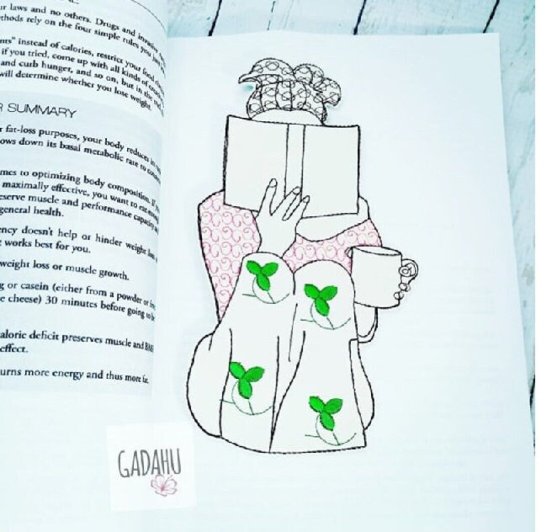 Girl Reading Bookmark Machine Embroidery Design ITH 4X4/ 5X7 - Etsy