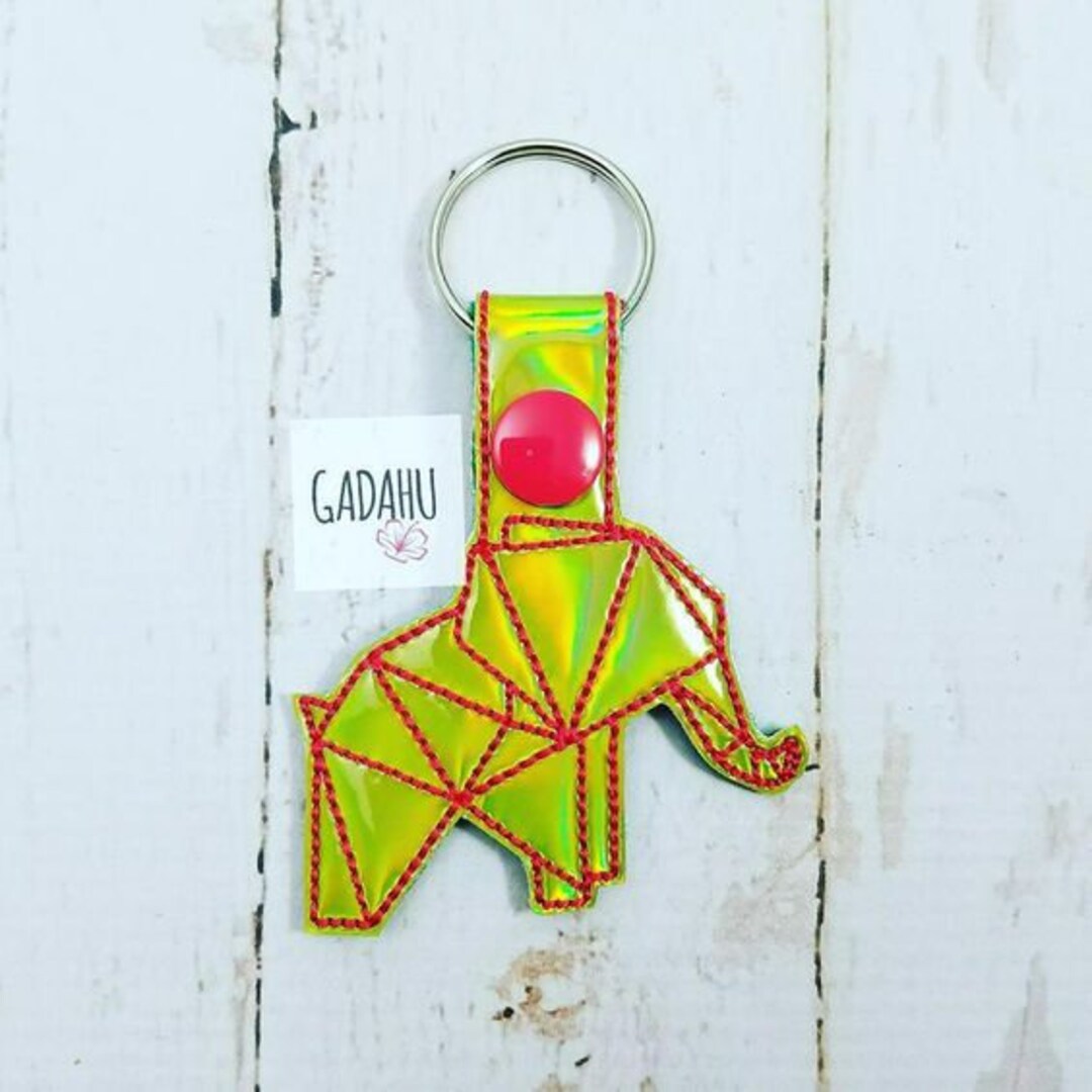 Geometric Elephant Snap Tab Key Fob ITH Embroidery Design File - Etsy