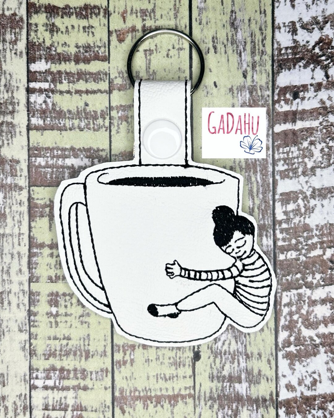 I love Coffee/ Kaffee Mädchen Schlüsselanhänger Snap Tab Stickdatei ...