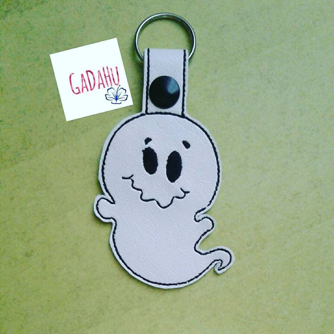 Cute Ghost Key Fob Snap Tab Embroidery Design 4X4 Size Halloween Fob - Etsy