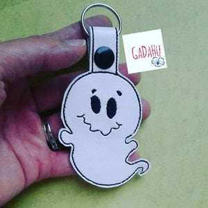 Cute Ghost Key Fob Snap Tab Embroidery Design 4X4 Size Halloween Fob - Etsy