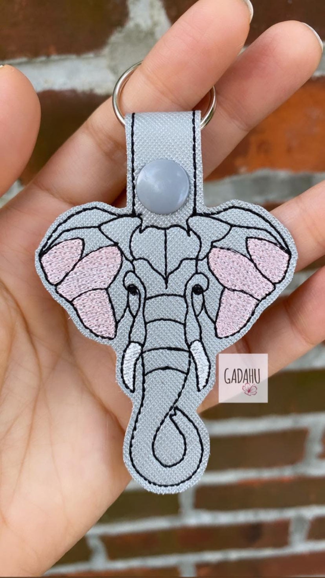 Elephant Fob Snap Tab Embroidery Design 4X4 Size - Etsy