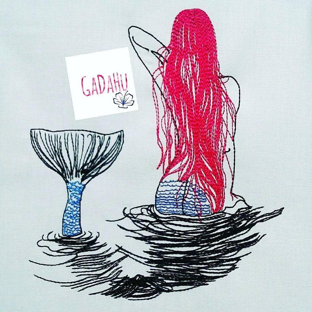 Mermaid Machine Embroidery Design Digital File. Two Sizes 5x7/9x9 - Etsy