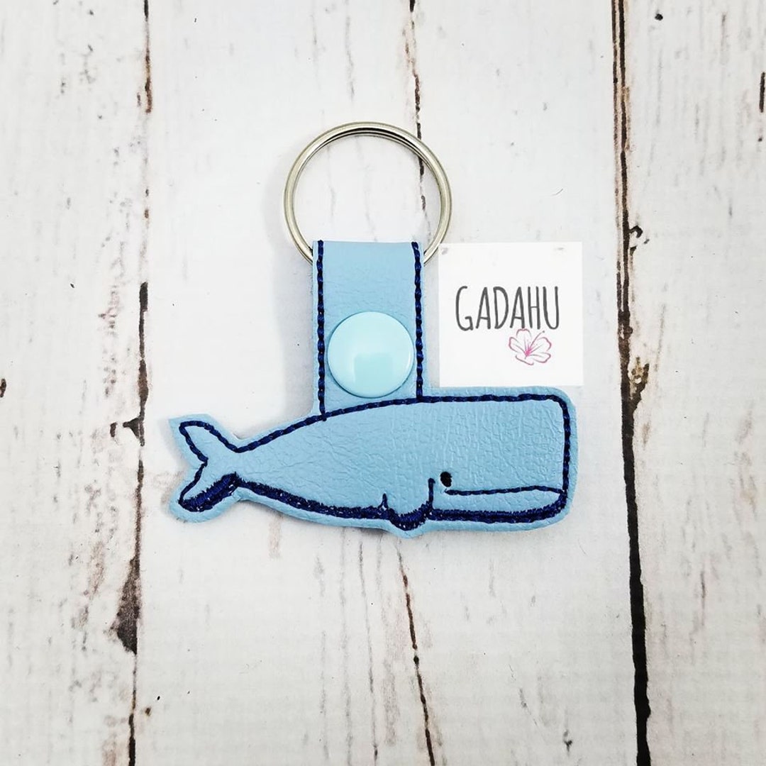 Whale Snap Tab Key Fob ITH Embroidery Design File - Etsy