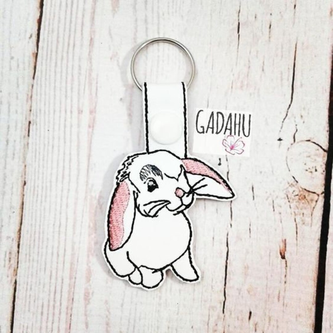 Rabbit Snap Tab Key Fob ITH Embroidery Design File - Etsy