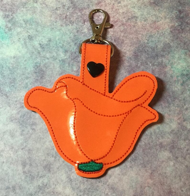 California Poppy Flower Key Fob Snap Tab Embroidery Design 4X4 | Etsy