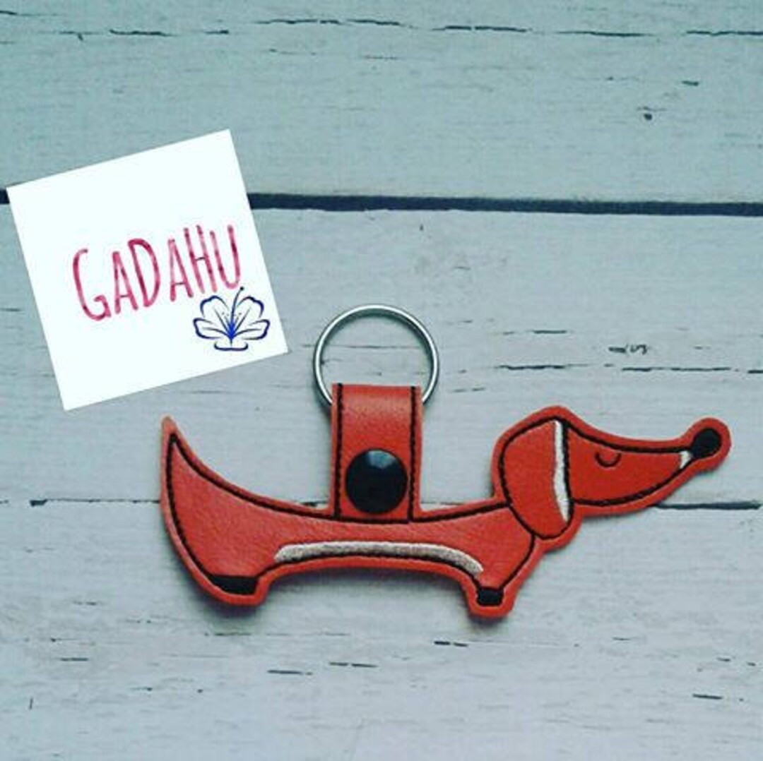 Mini Dachshund Dog Key Fob Snap Tab Embroidery Design 4X4 Size - Etsy