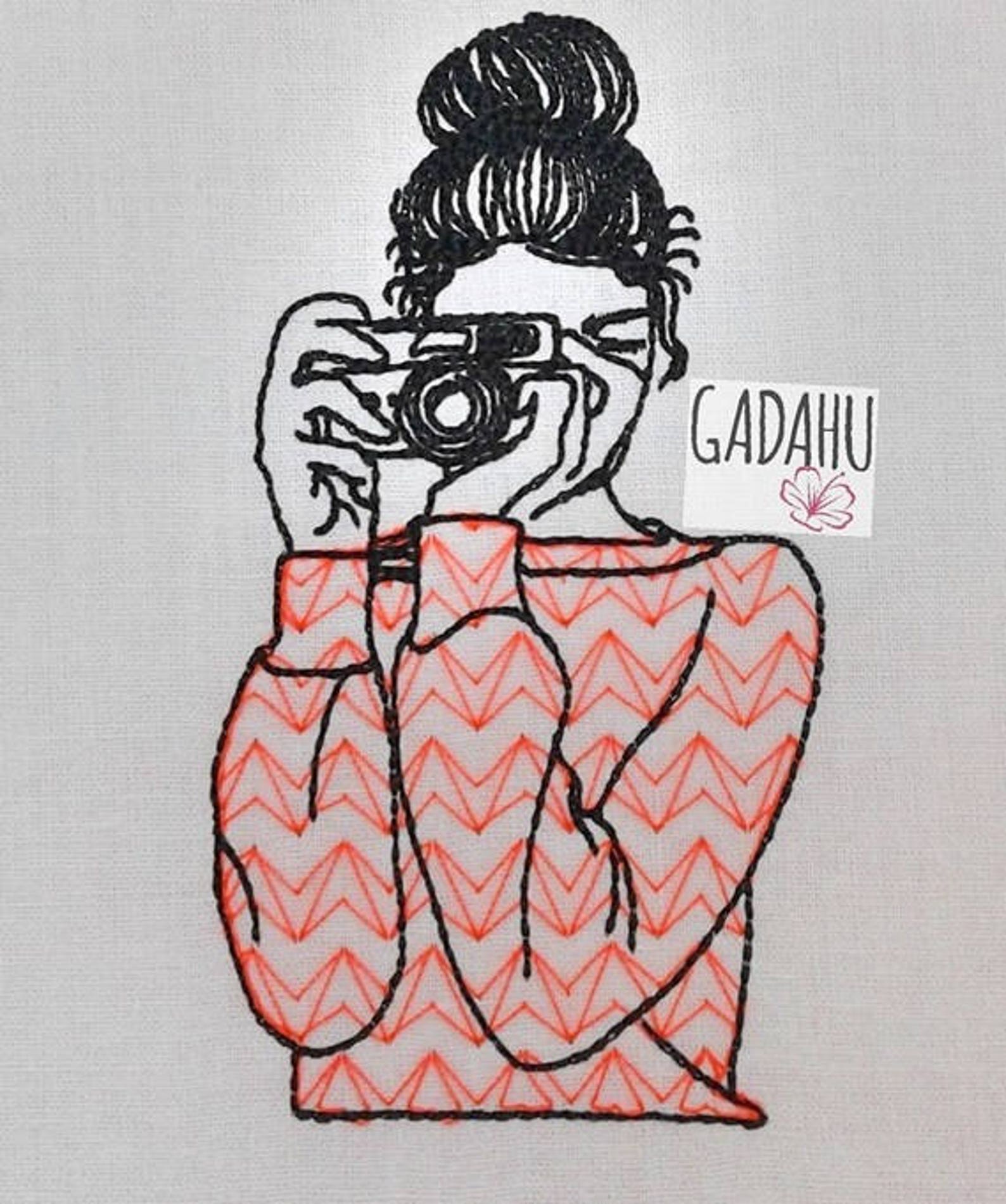 Camera Girl Machine Embroidery Design 4x4 5x7 Instant Digital ...