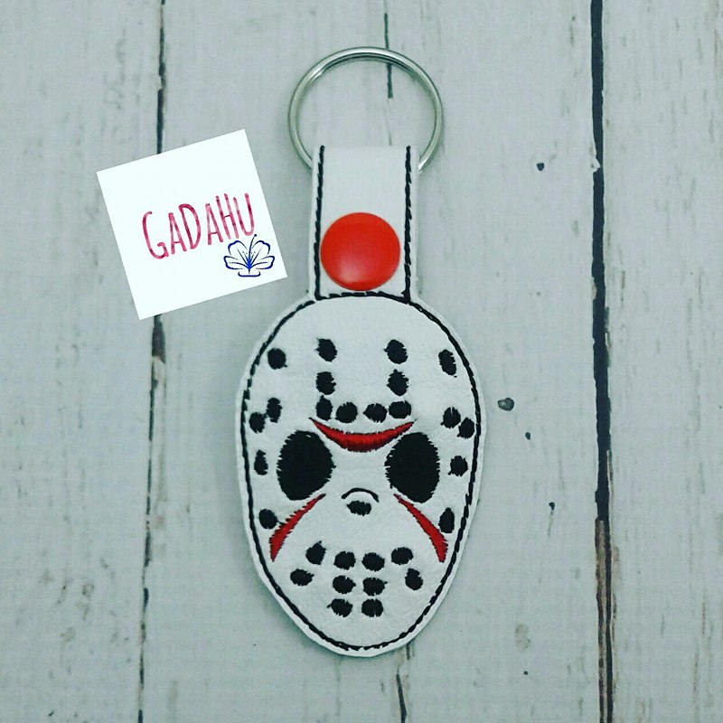 Hockey Mask Key Fob Snap Tab Embroidery Design 4X4 Size. Halloween. - Etsy
