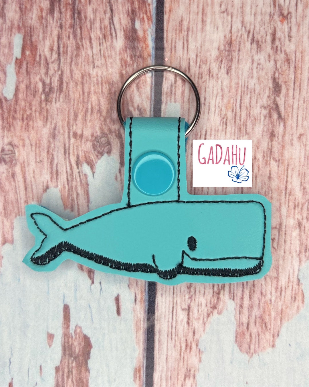Whale Snap Tab Key Fob ITH Embroidery Design File - Etsy
