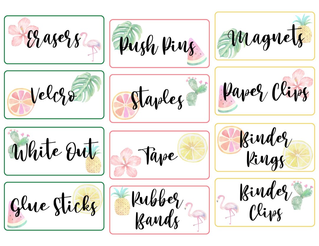 Tropical Teacher Tool Box Labels - Etsy