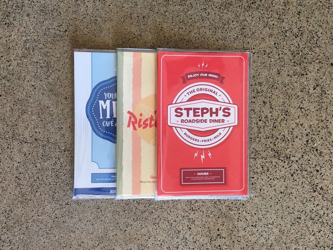 Three Toy Restaurant Menus for Kids Kitchen Pretend Play | Etsy