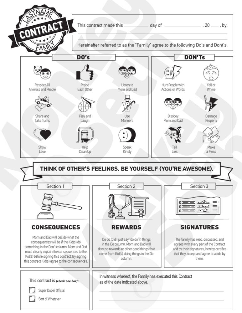 Customizable & Printable Family Contract, Family Agreement, House Rules ...