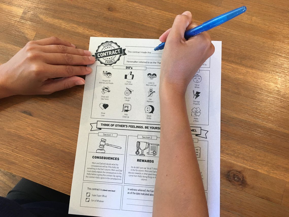 Customizable & Printable Family Contract, Family Agreement, House Rules ...