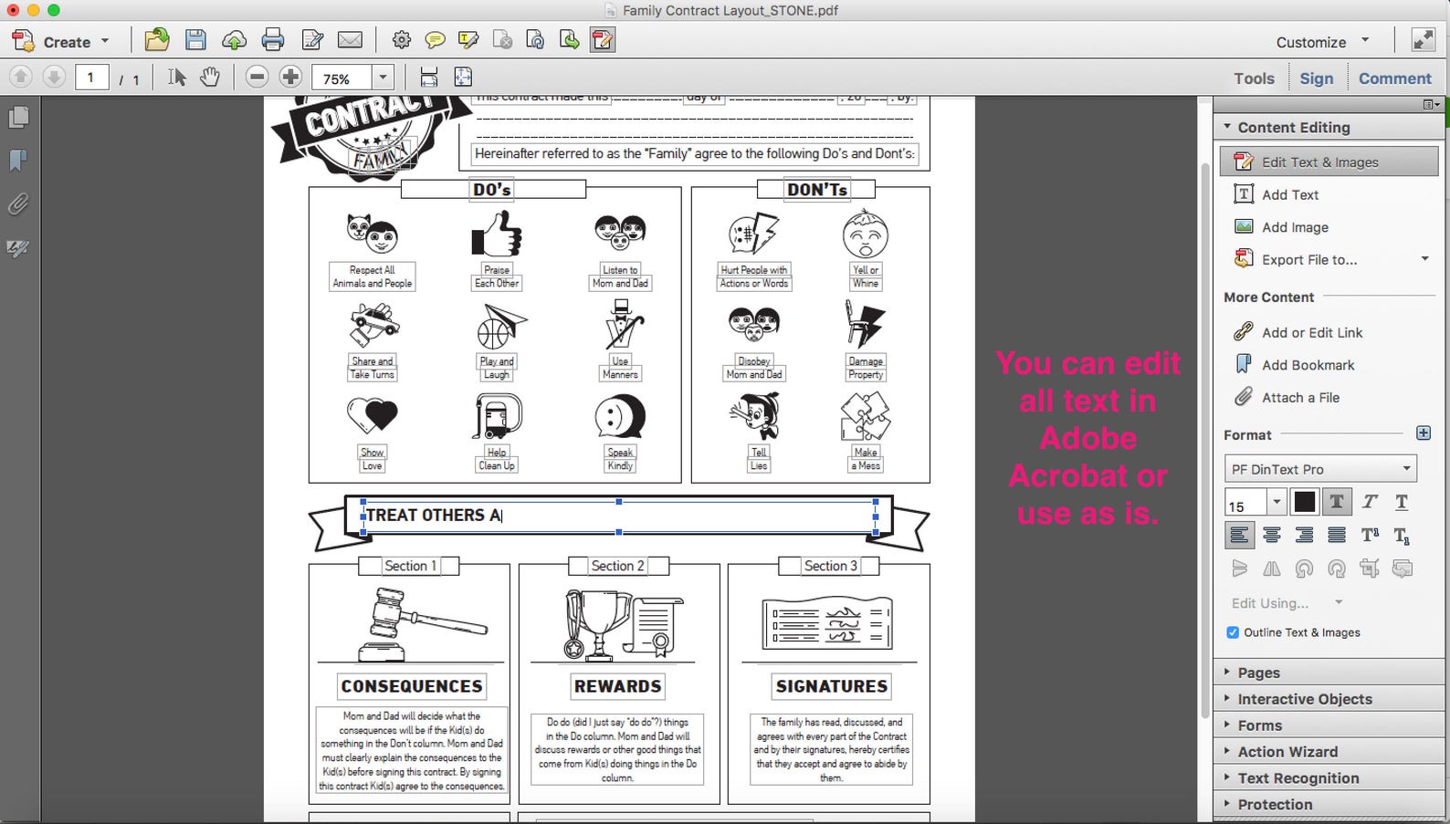 Customizable & Printable Family Contract, Family Agreement, House Rules ...