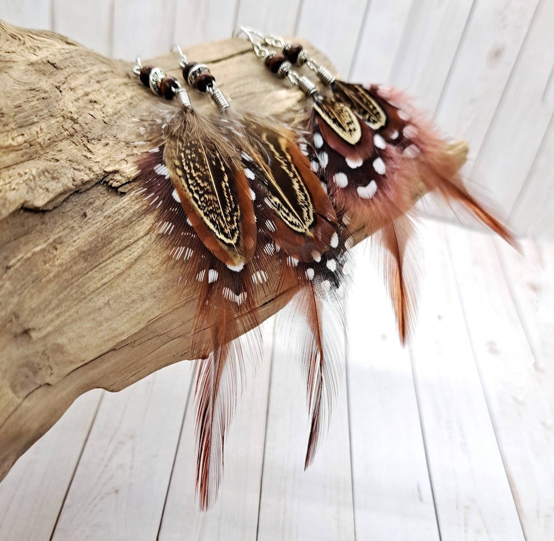 Natural Feather Earrings, Native American Style Real Feather Earrings ...