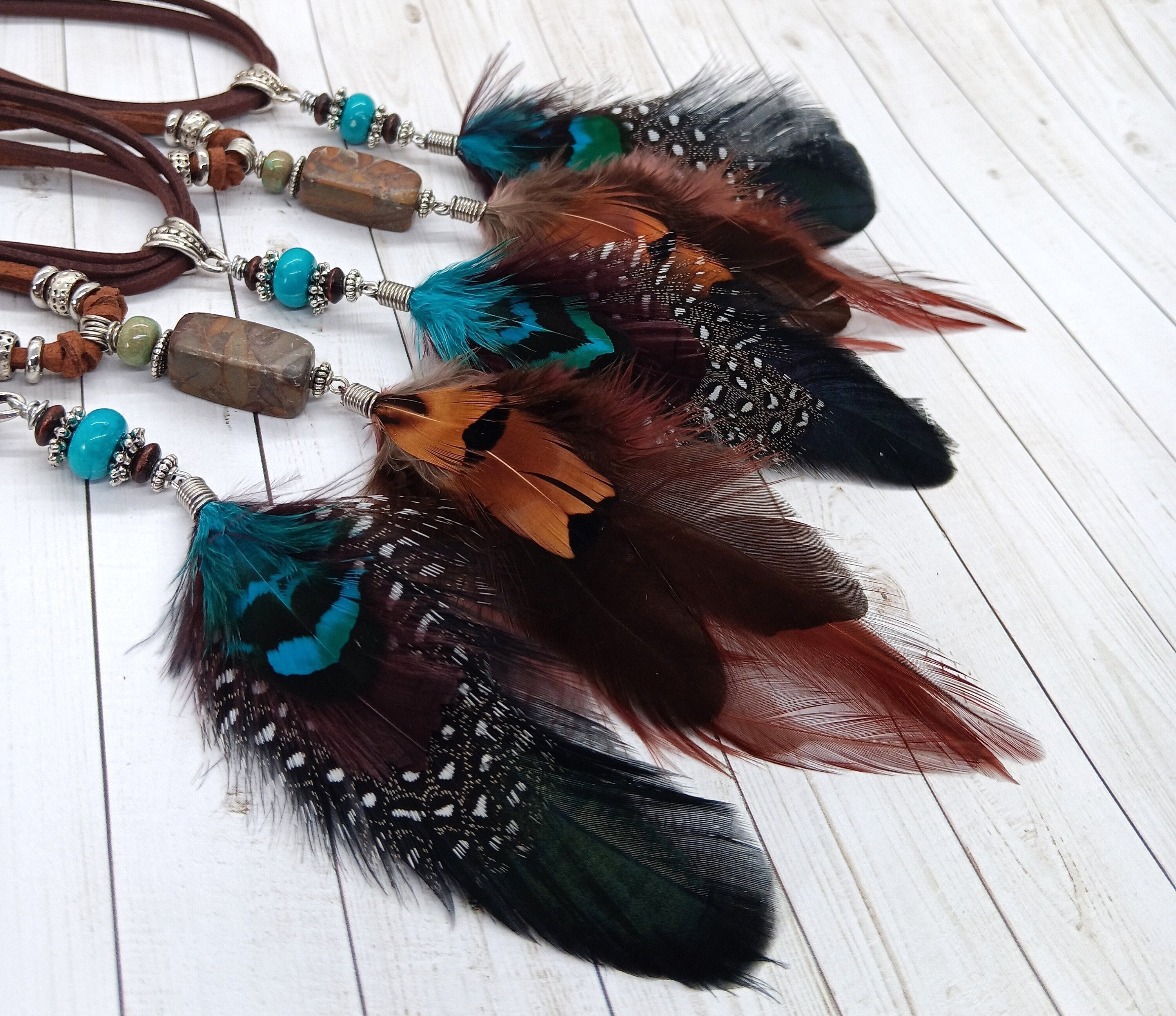 Real Feather Necklace, Indian Style Jewelry, Boho Cowgirl Jewelry for ...