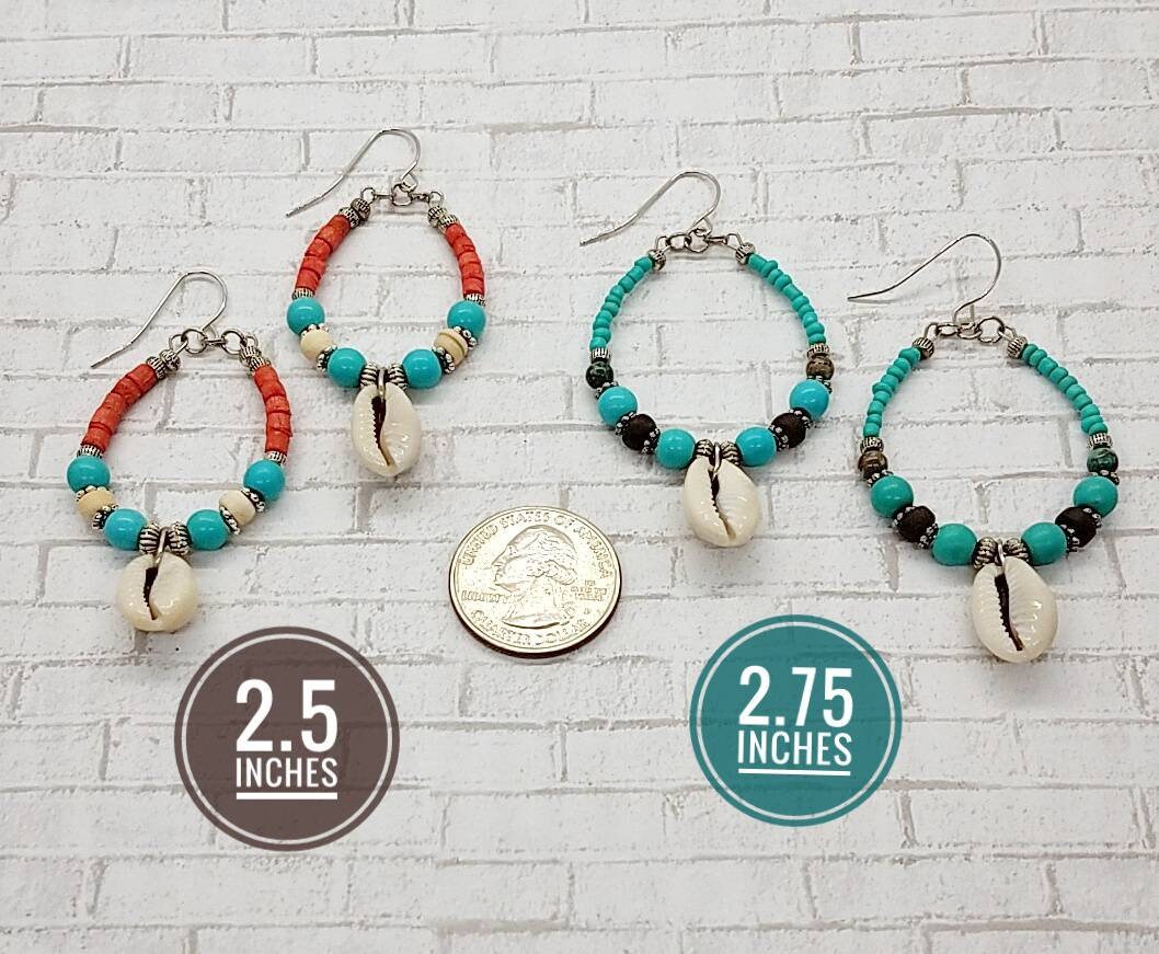 Summer Beach Hawaiian Shell Earrings, Boho Jewelry for Women, Tropical ...
