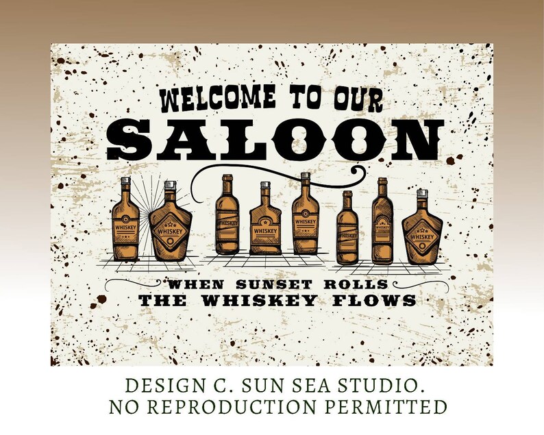Instant Download Printable Saloon Sign, Whiskey Bar Pub Print, Western ...