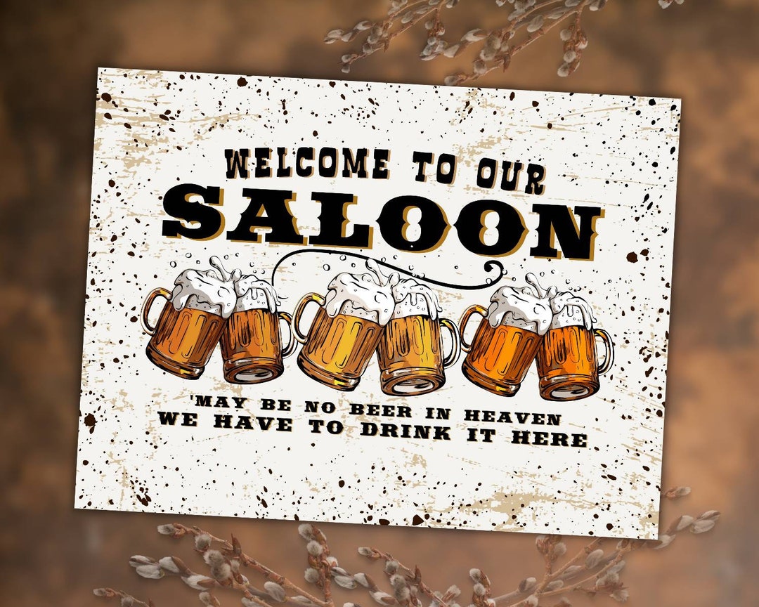 Instant Download Printable Saloon Sign, Pub Beer Print, Western Den ...