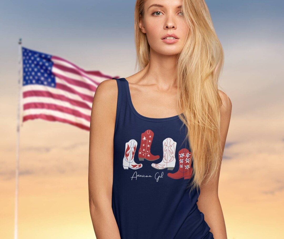 Western America Tank Top, Fouth of July Cowgirl Top, Rodeo Fashion ...
