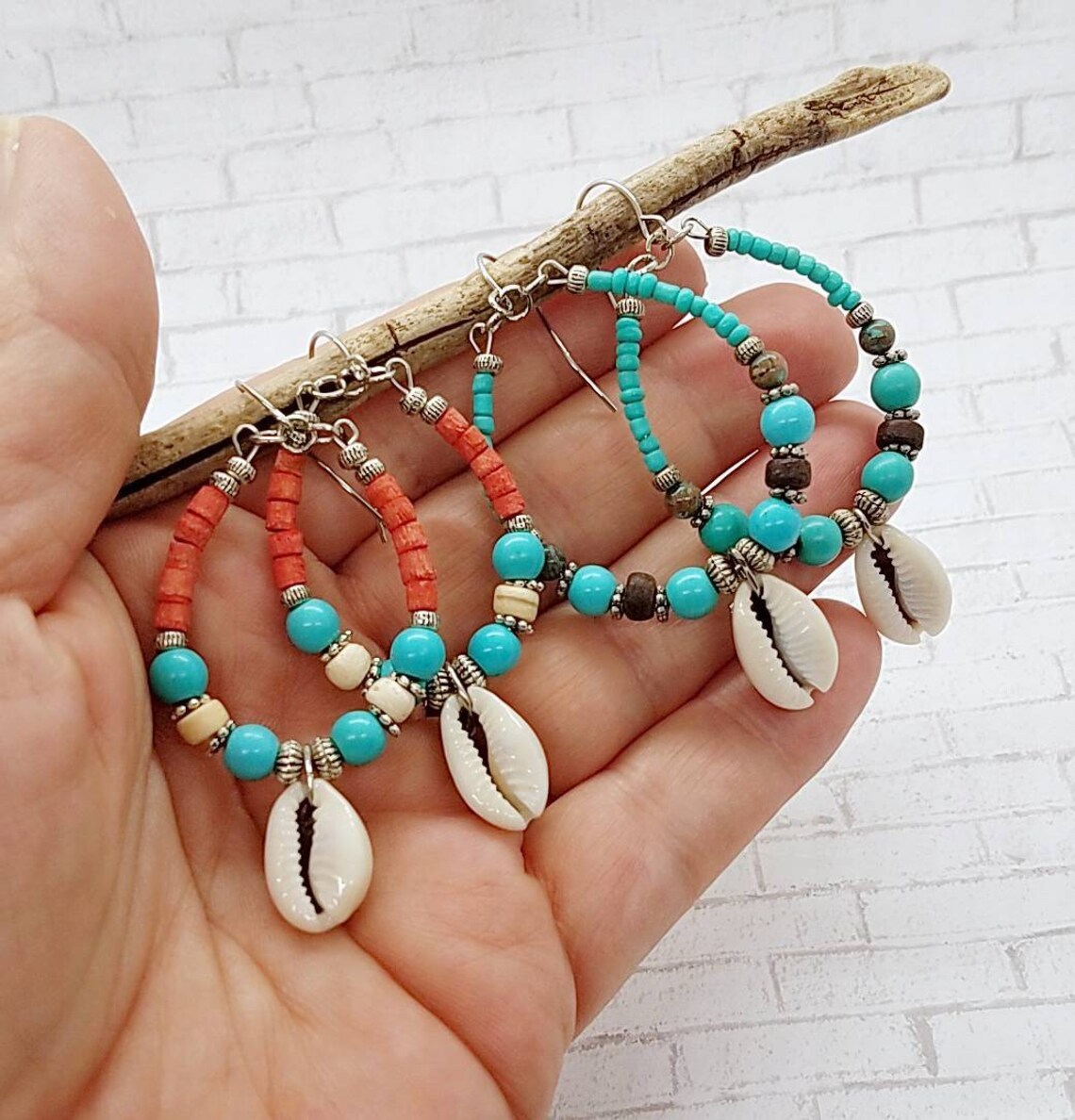 Summer Beach Hawaiian Shell Earrings, Boho Jewelry for Women, Tropical ...