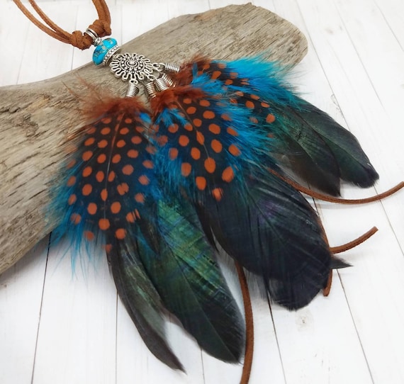 Real Feather Necklace Native American Jewelry Boho Cowgirl - Etsy