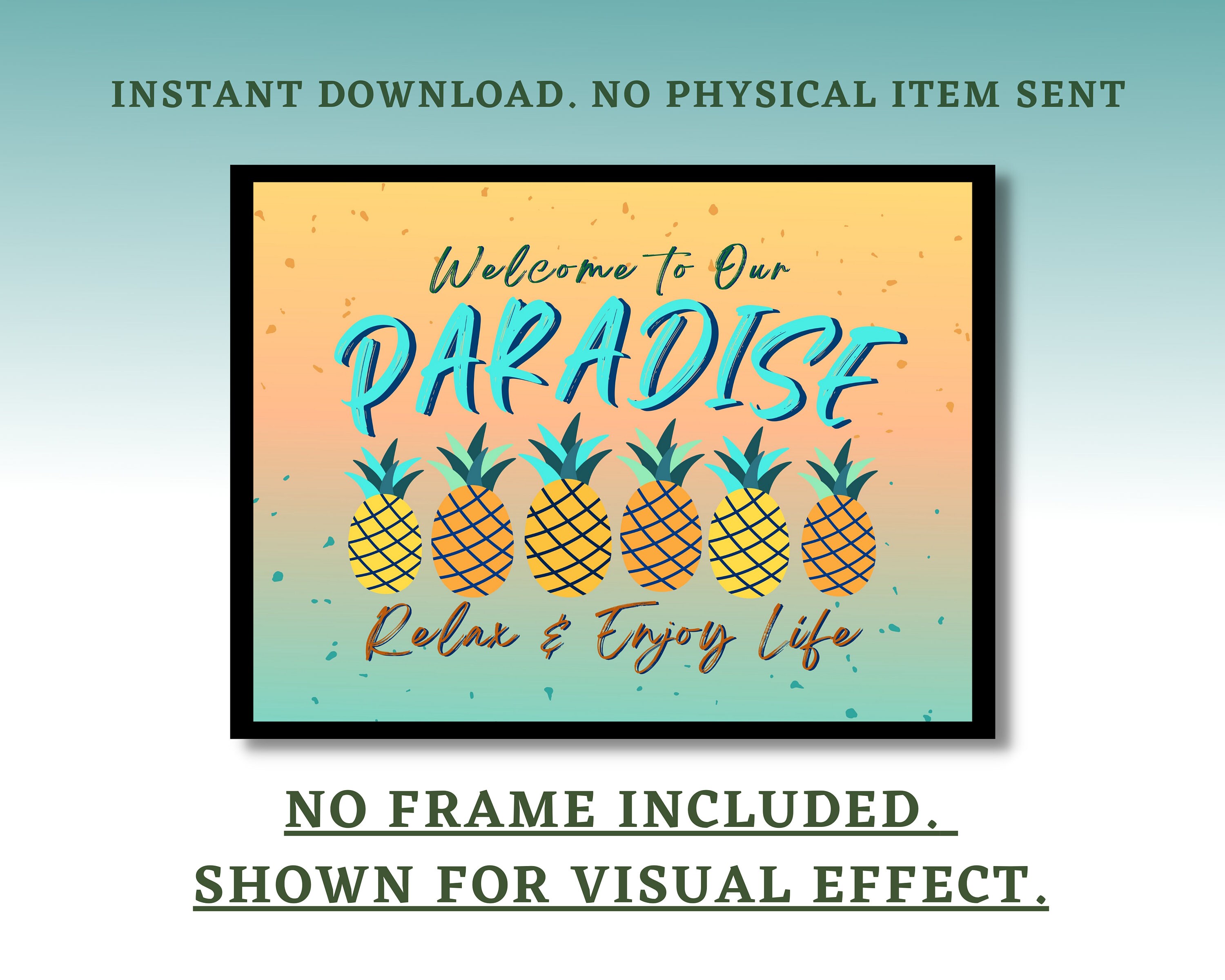 Instant Download Printable Tropical Pineapple Home Decor, Florida ...