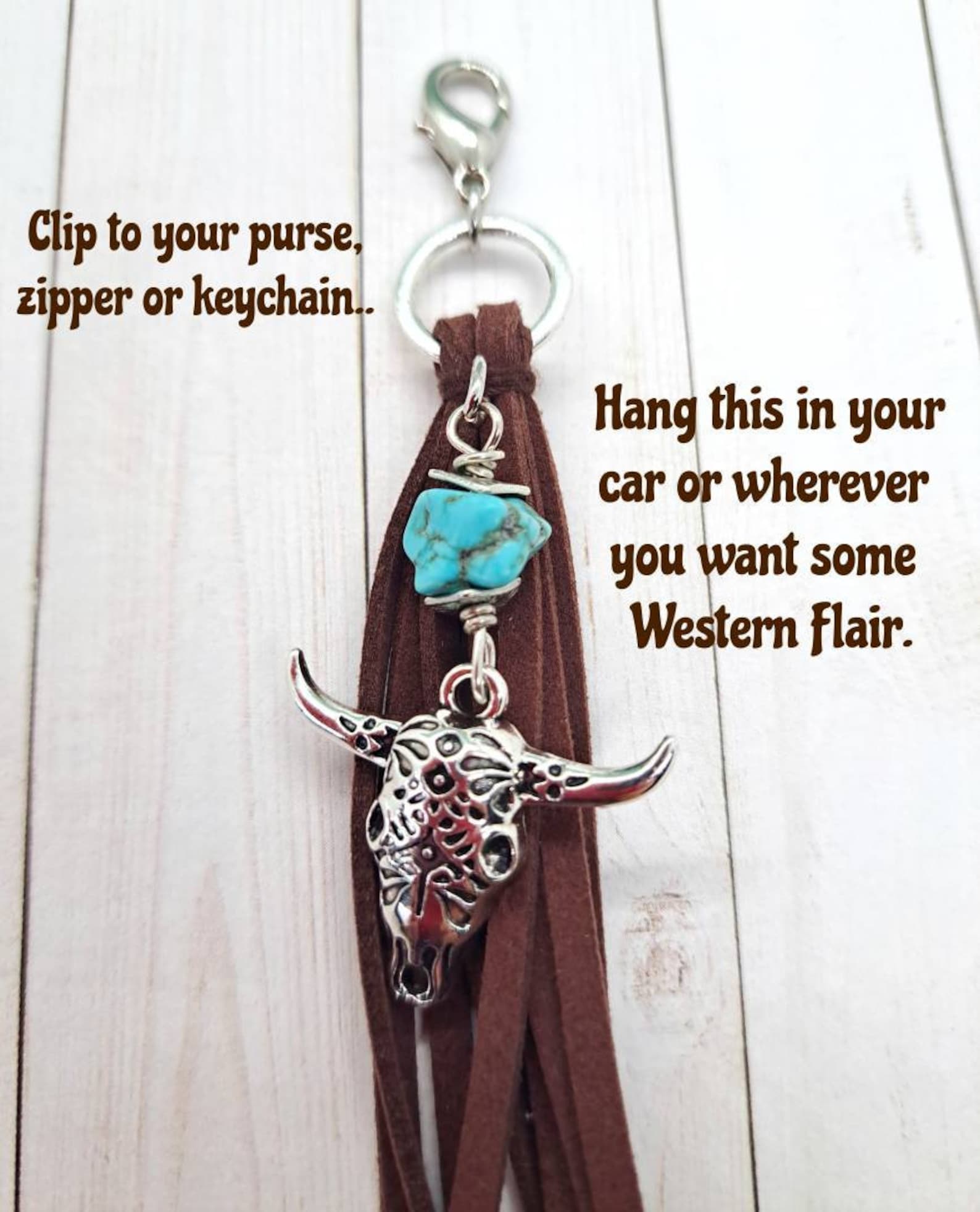 Western Turquoise Longhorn Purse Charm Gift Women, Native American ...