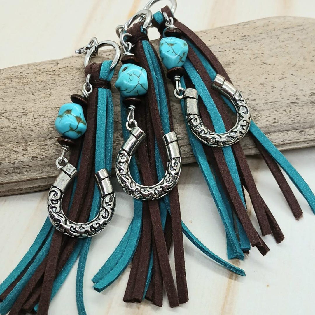 Western Turquoise Horseshoe Keychain, Western Horse Gift, Southwest ...