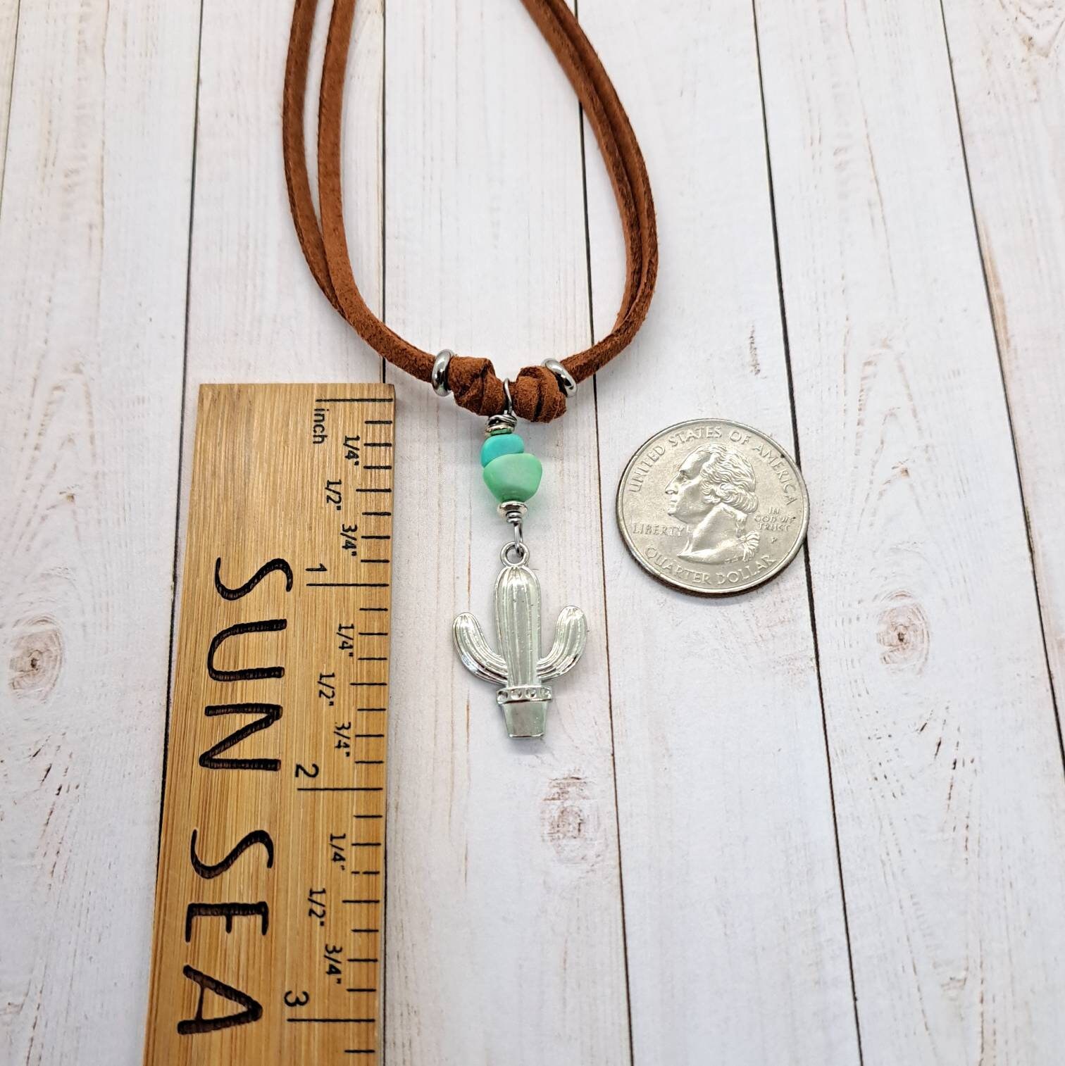 Southwest Turquoise Cactus Necklace, Boho Western Jewelry for Women ...