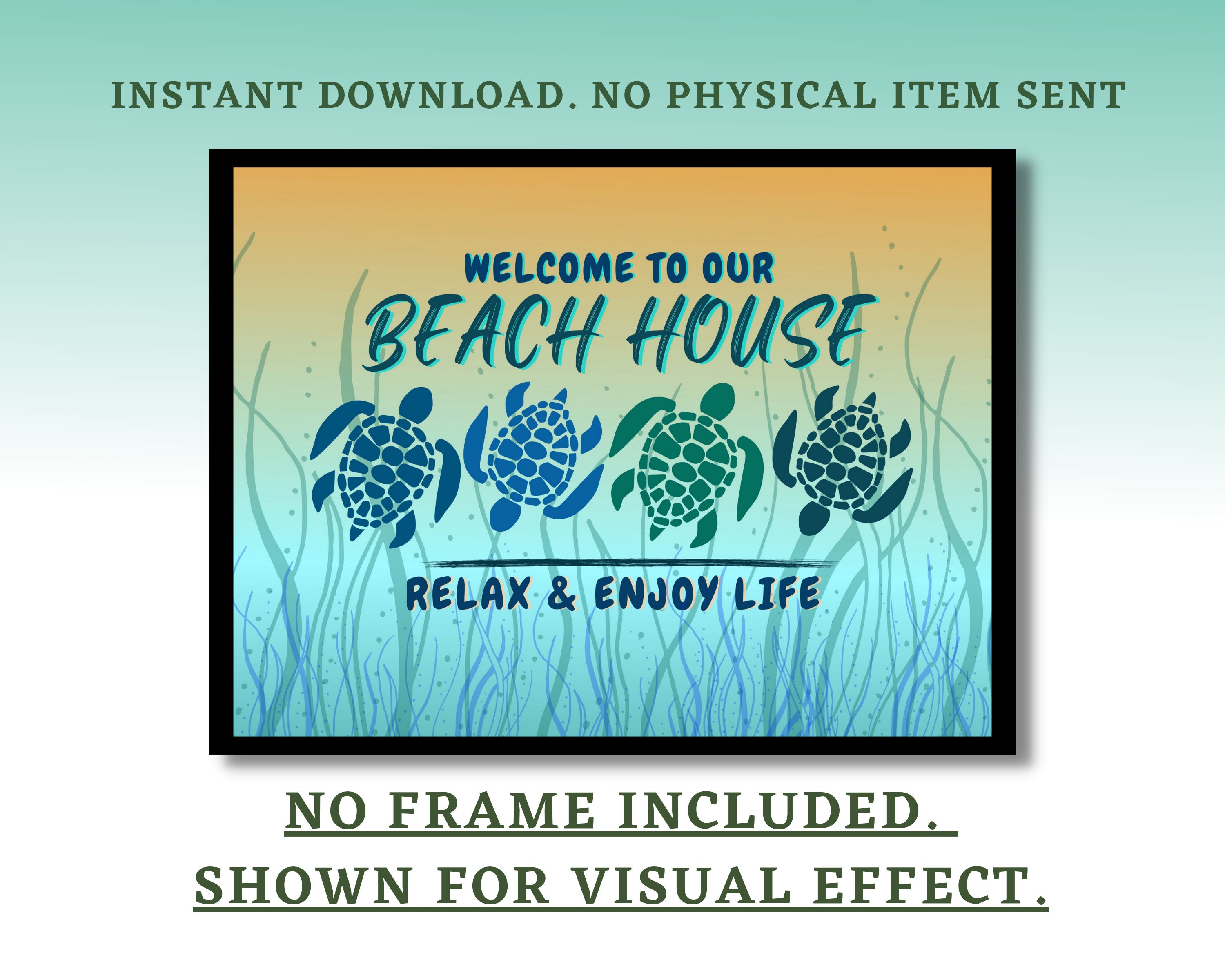 Instant Download Printable Sea Turtle Decor Print, Hawaiian Wall Art ...