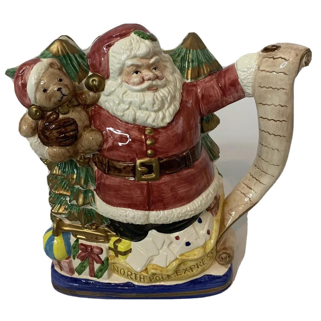 Fitz and Floyd Pitcher 1993 Omnibus North Pole Express Santa 5802 Water ...
