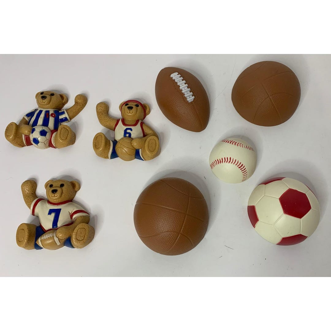 HOMCO SPORTS Football Baseballs Bear Wall Plaques Sculptures Kids Lot ...