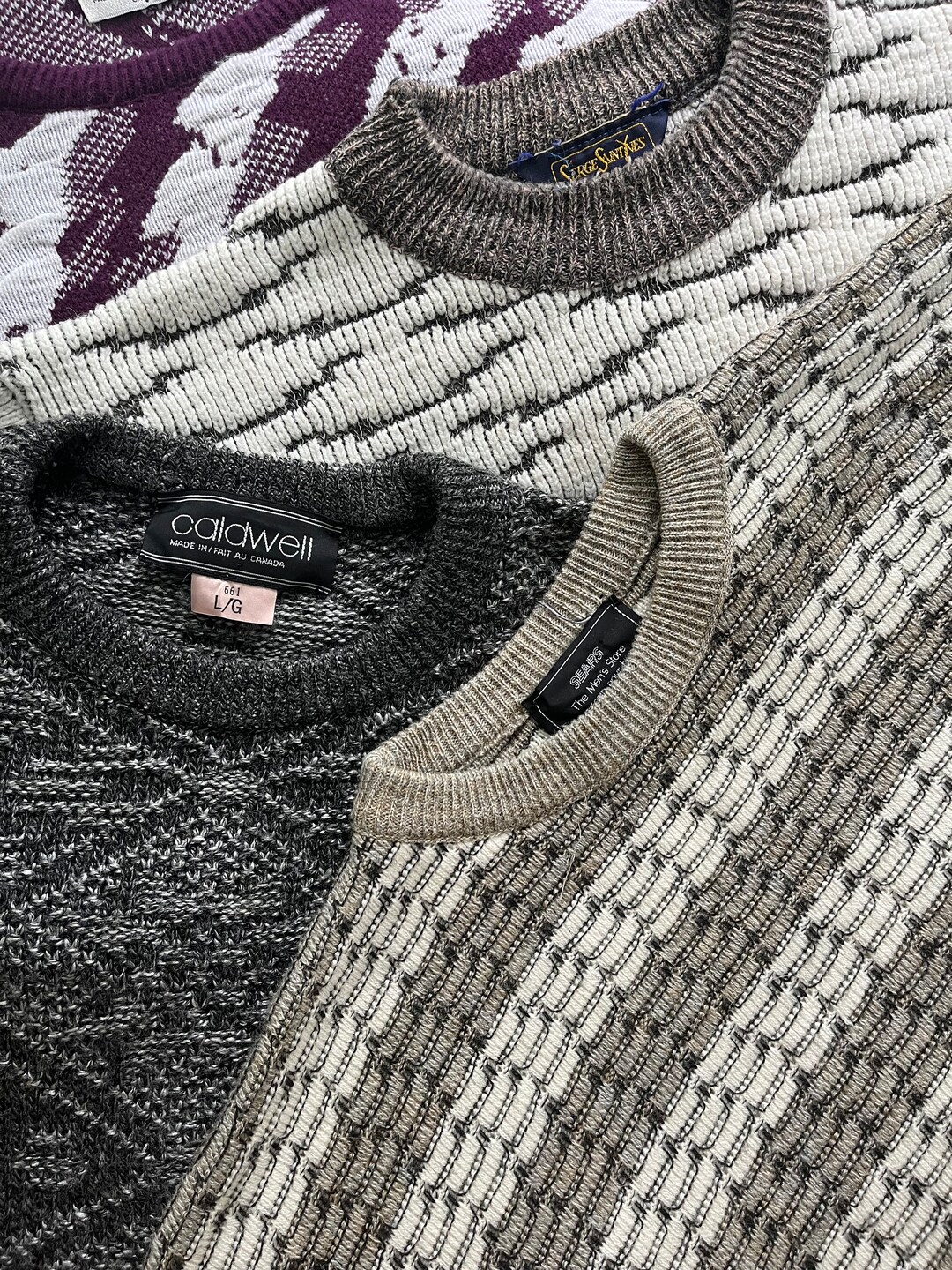 VINTAGE SWEATERS - 1980s 1990s Wool/acrylic Knit - Caldwell, Sears ...