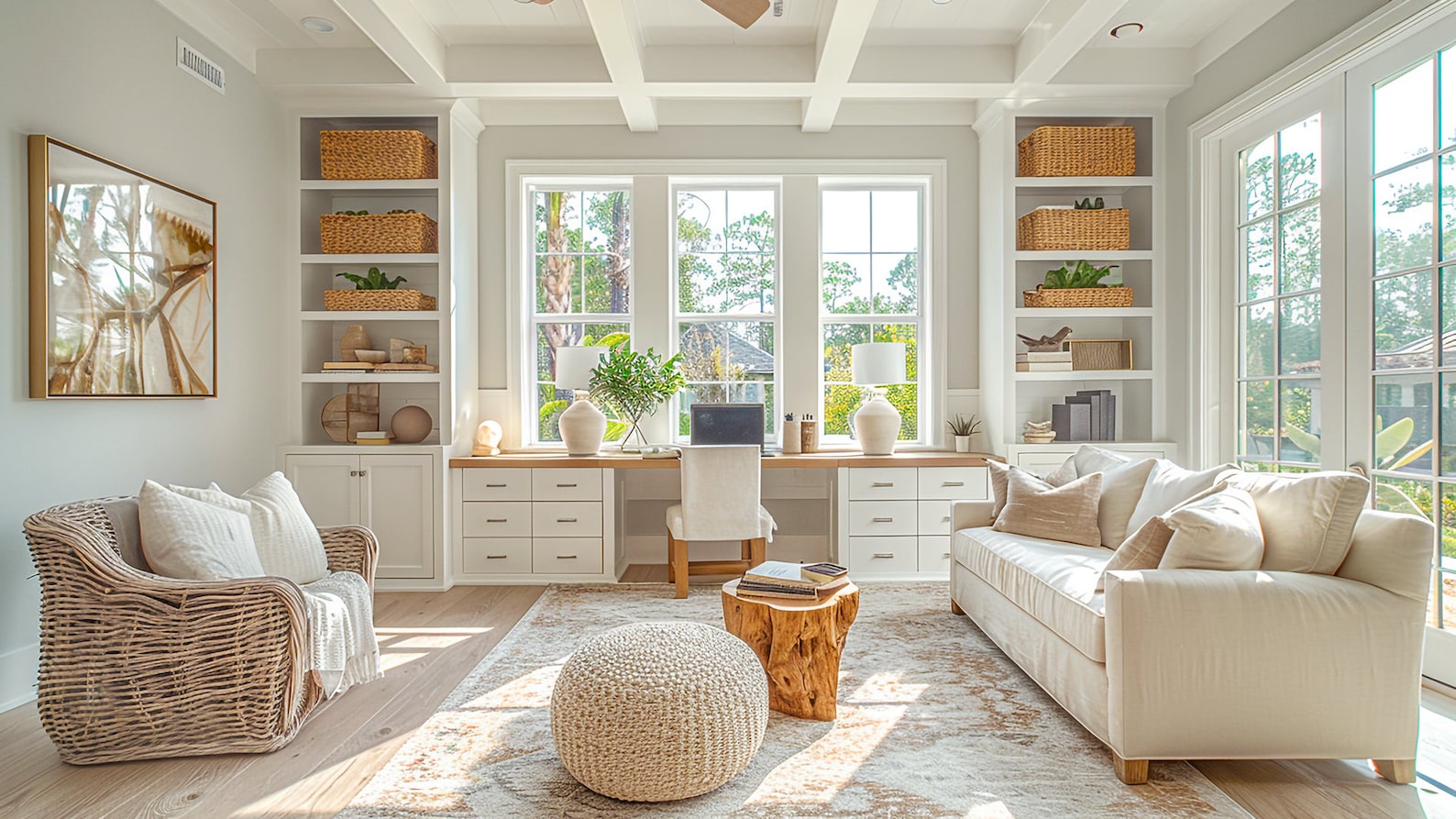 The Blue Daisy Chinoiserie Bookshelf Virtual Background/comfy Home ...