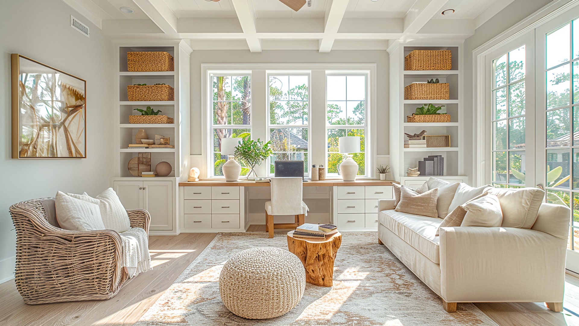 The Blue Daisy Chinoiserie Bookshelf Virtual Background/comfy Home ...