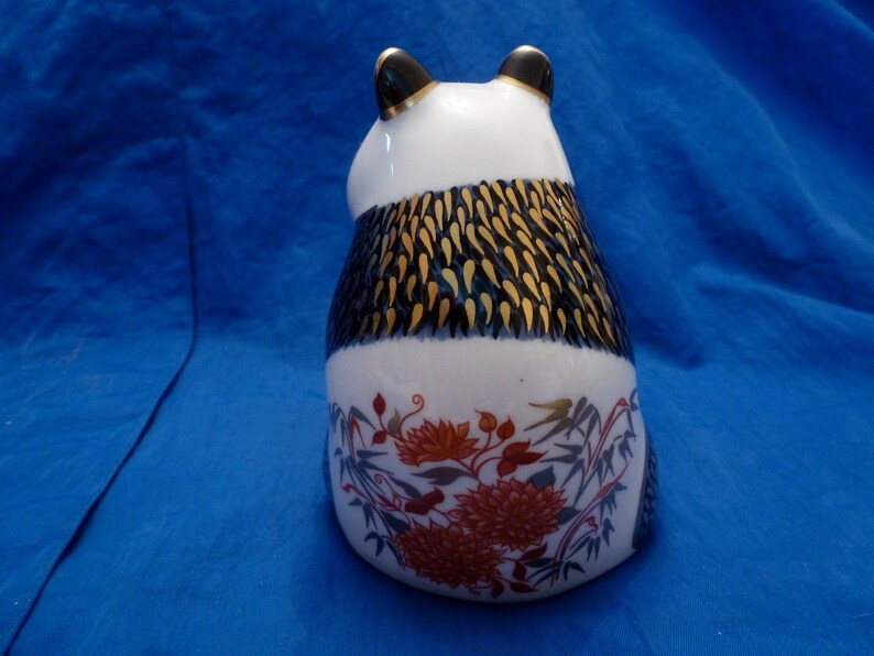 Royal Crown Derby GIANT PANDA BEAR Imari Paperweight Gold Stopper ...