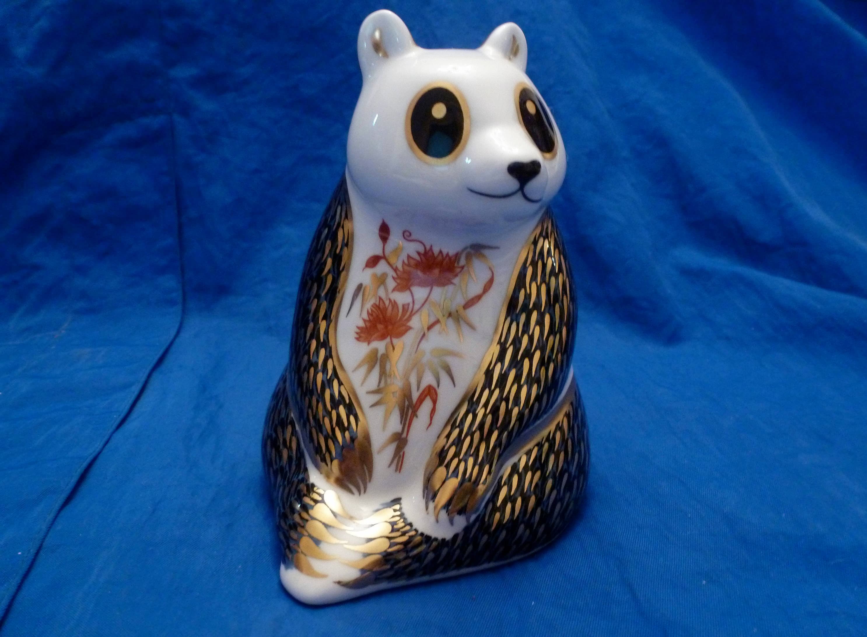 Royal Crown Derby GIANT PANDA BEAR Imari Paperweight Gold Stopper ...