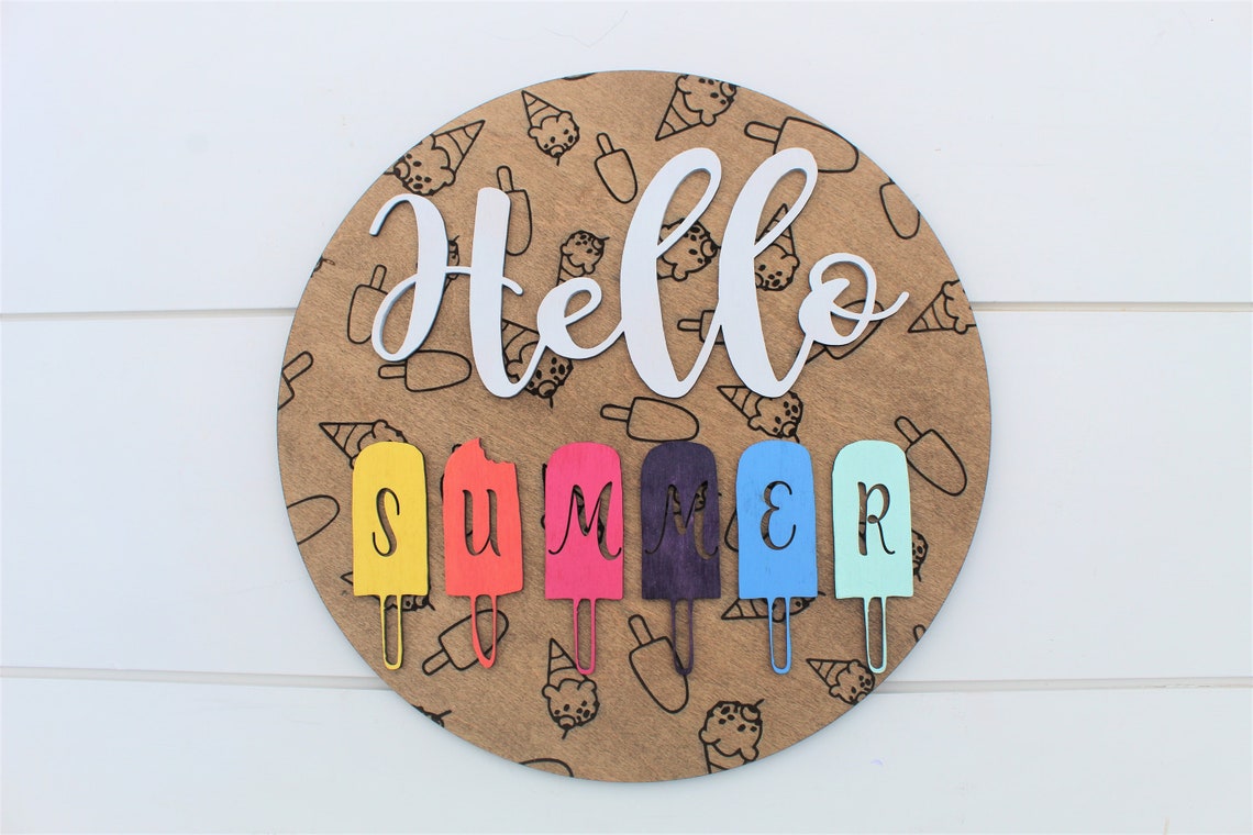 DIY Rounds Kit Hello Summer Round Craft Kit Blank Diy Sign | Etsy