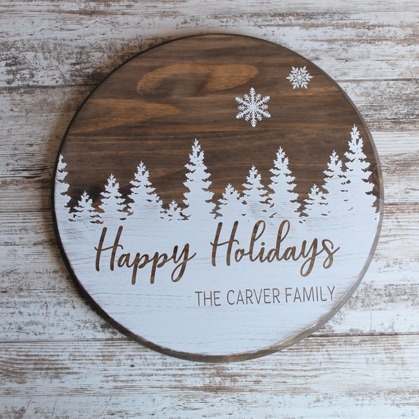 Round Holiday Sign - Etsy