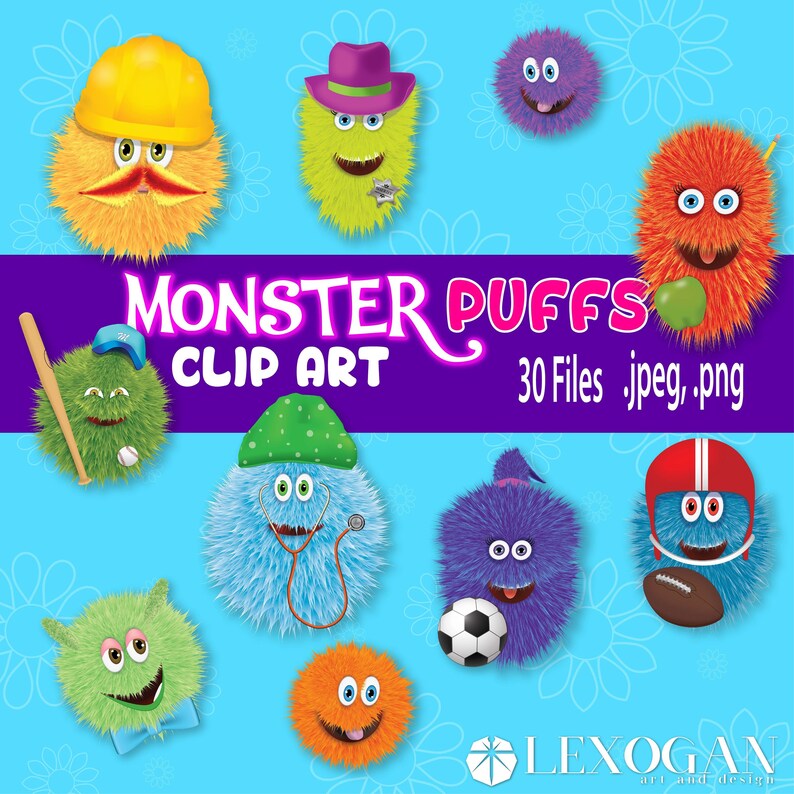 Monster Puff Clip Art - Etsy