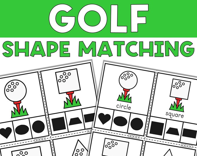 Golf 2D Shape Matching Clip Cards | Printable Math Activity for ...