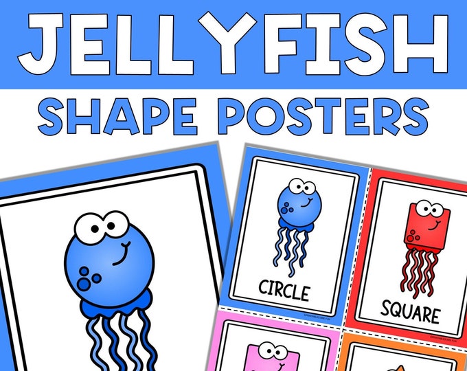 Jellyfish 2D Shape Posters and Flash Cards | Printable Math Activity ...