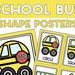 School Bus 2D Shape Posters and Flash Cards | Printable Math Activity ...