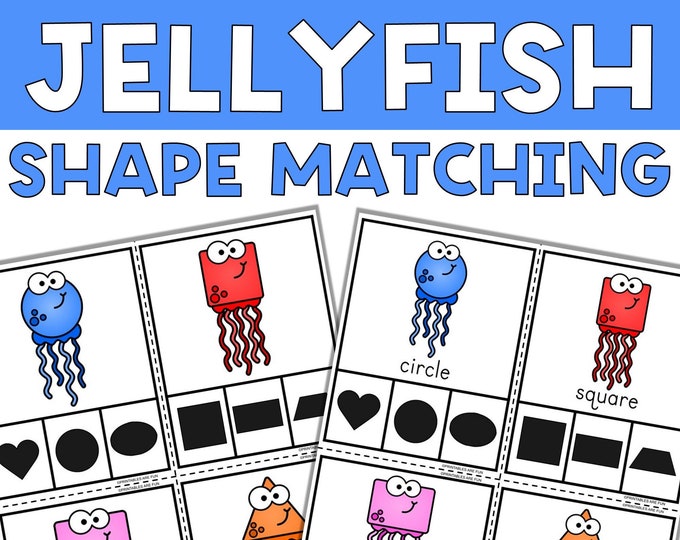 Jellyfish 2D Shape Matching Clip Cards | Printable Math Activity for ...
