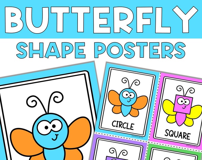 Butterfly 2D Shape Posters and Flash Cards | Printable Math Activity ...